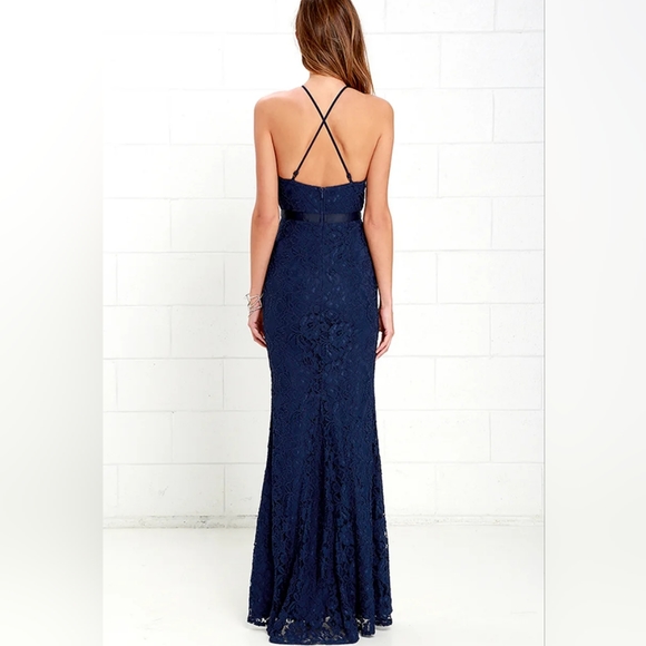 Lulus | Dresses | Zenith Navy Blue Lace Maxi Dress | Poshmark